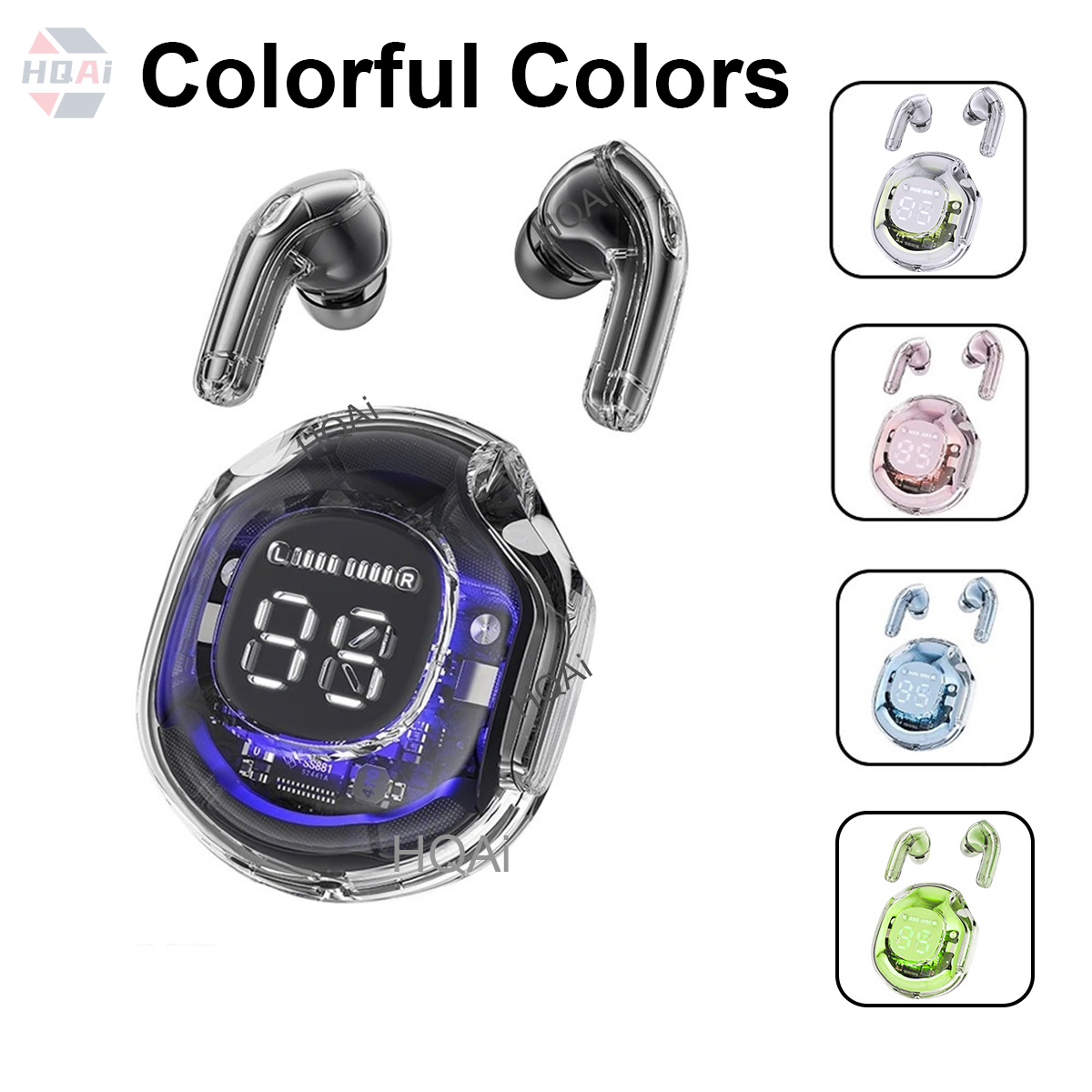 Hqai H5 Bluetooth Earphone Wireless Tws Earbuds Build-In Mic Long Battery Life Hi-Fi Sound ...