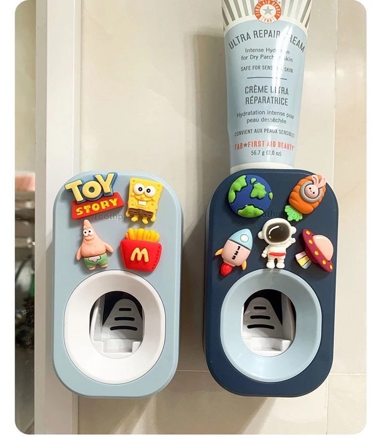 Kids Toothpaste Dispenser W/Toothbrush Auto Toothpaste Dispenser Holder ...
