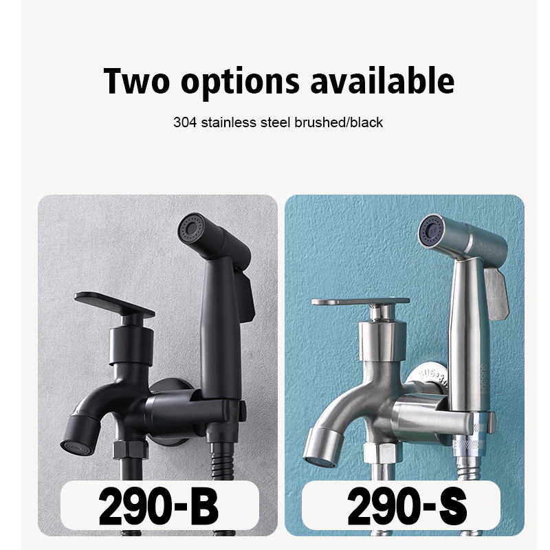 Bidet spray set Stainless steel hand bidet two way tap bathroom faucet ...