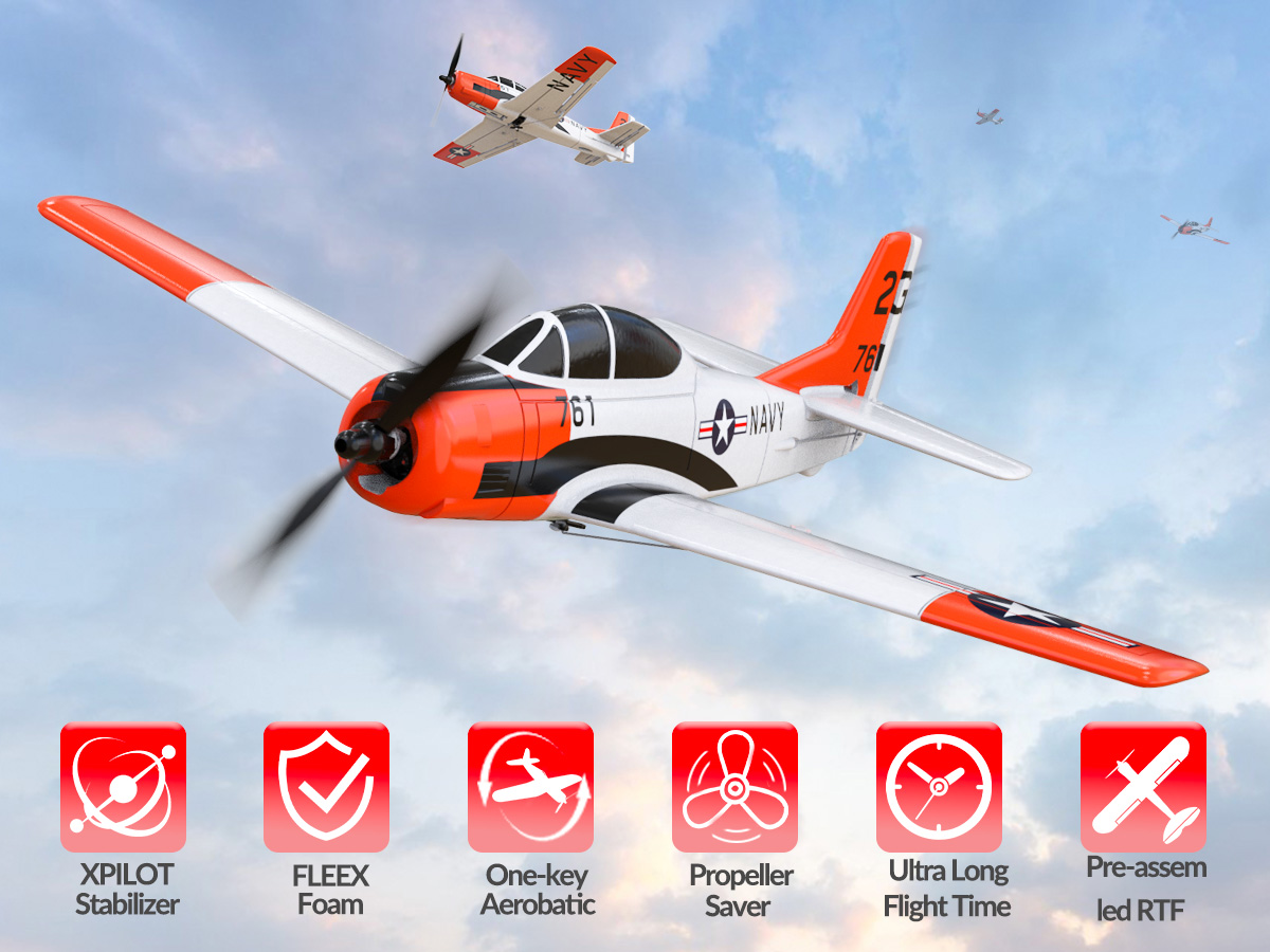 VOLANTEXRC RC Airplane Control 2.4Ghz 4CH Aileron T28 Trojan 400mm ...