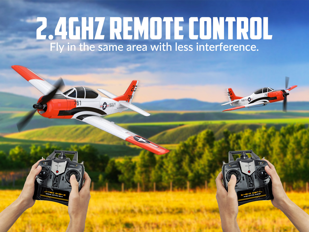 VOLANTEXRC RC Airplane Control 2.4Ghz 4CH Aileron T28 Trojan 400mm ...