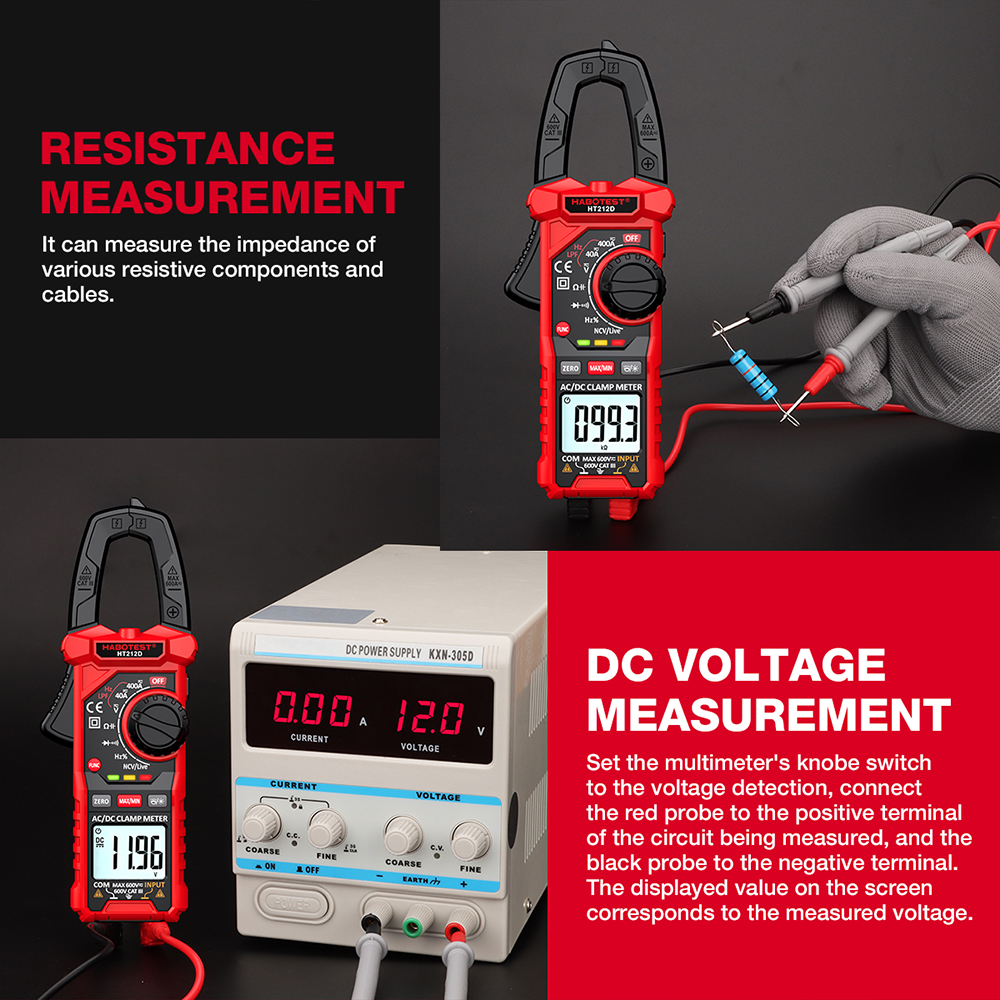 HABOTEST HT212D Multimeter Clamp 4000 Counts Digital Clamp Meter ...