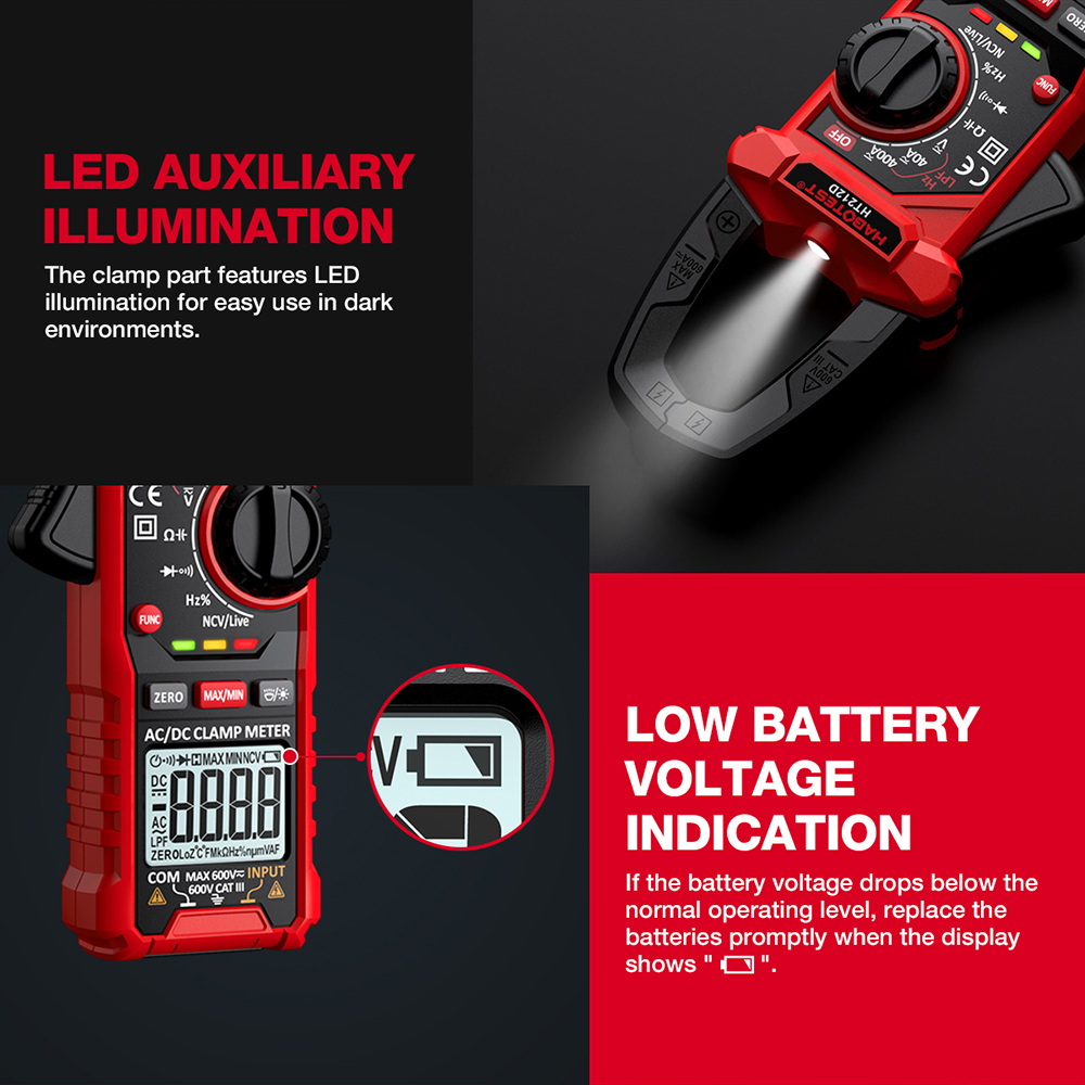 HABOTEST HT212D Multimeter Clamp 4000 Counts Digital Clamp Meter ...