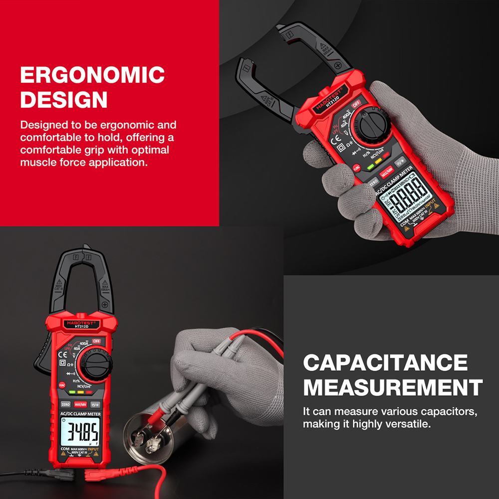 HABOTEST HT212D Multimeter Clamp 4000 Counts Digital Clamp Meter ...