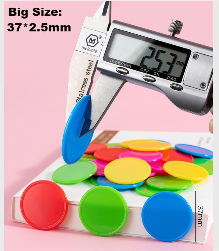 100 Pieces Per Set 37mm Big Size Tokens Chips Solid Color Game Currency ...