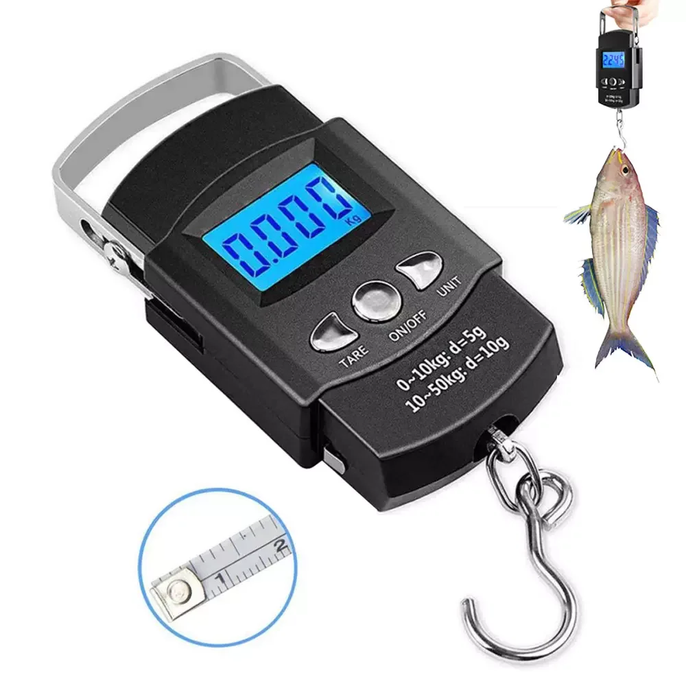 50kg/10g Digital Hand Scale - Portable LCD Hanging Scale with Tape ...