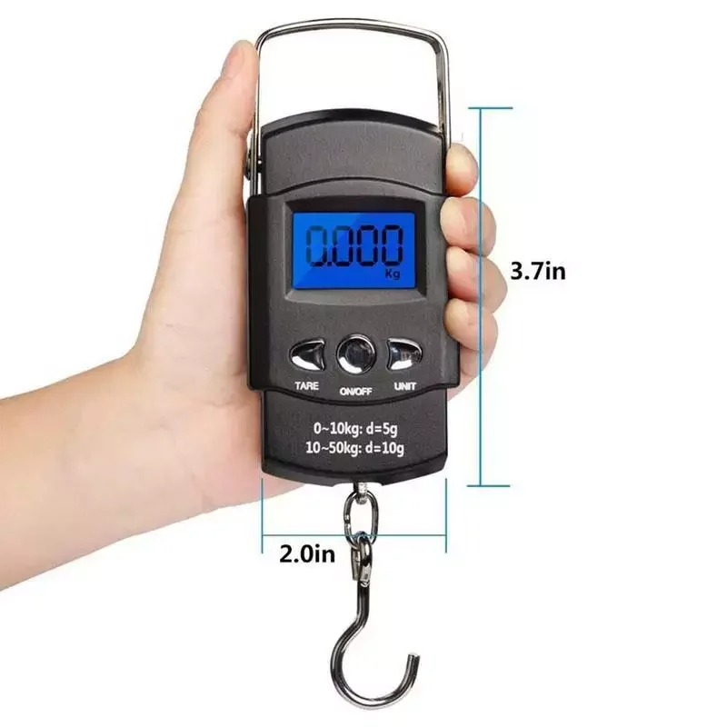 50kg/10g Digital Hand Scale - Portable LCD Hanging Scale with Tape ...