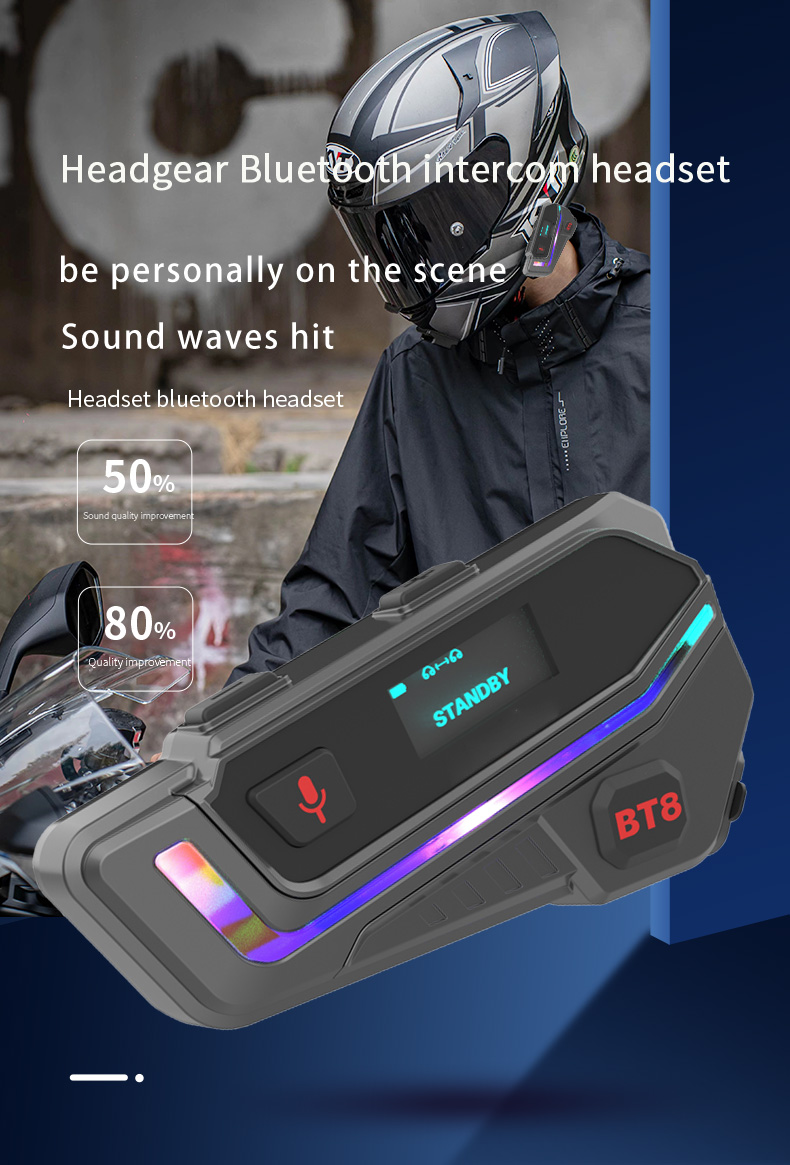 2024 Tansi BT8 Motorcycle Helmet Bluetooth Intercom Headset 2KM 6 Riders BT 5.2 Music Sharing ...