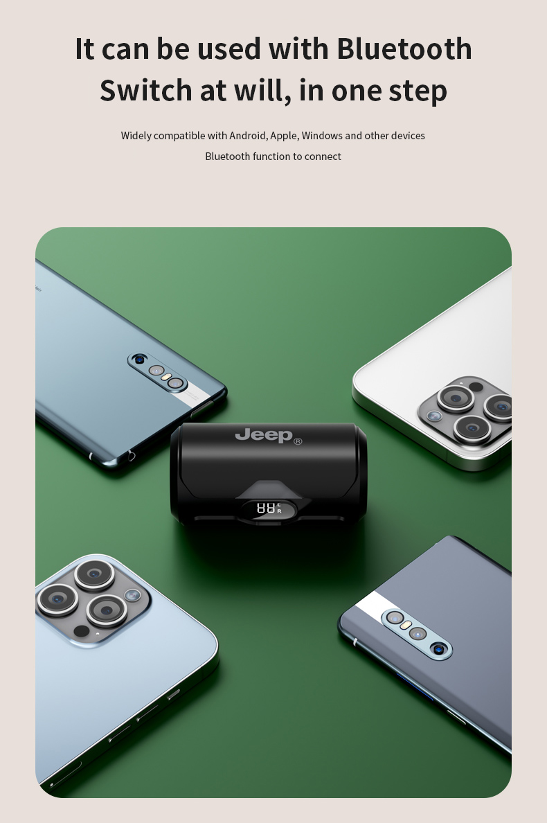 Jeep EC003 TWS True Wireless Earbuds Earclip Bluetooth 5.4 LED Display ...