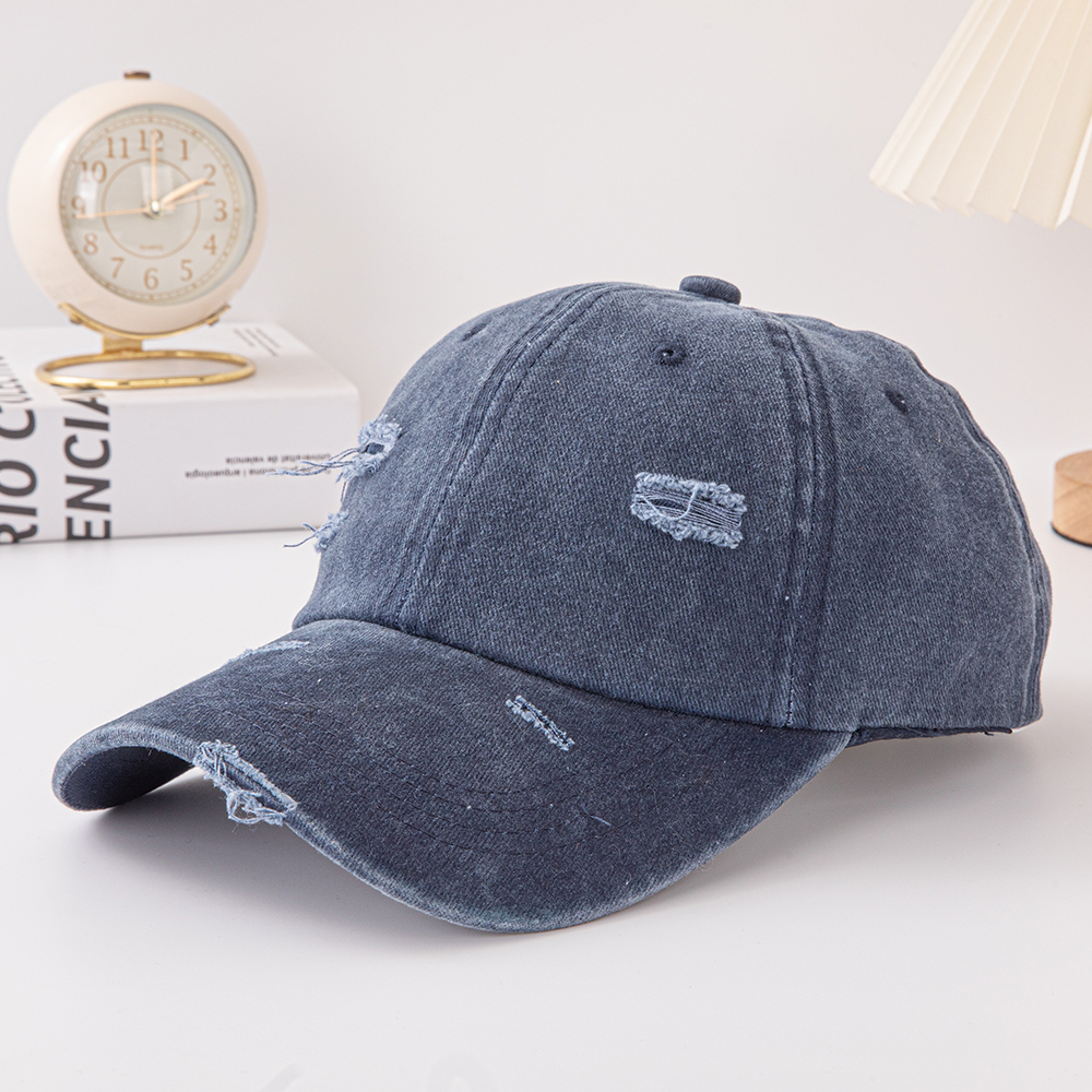 Frayed Ripped Baseball Cap Retro Solid Color Dad Hat Unisex Lightweight ...