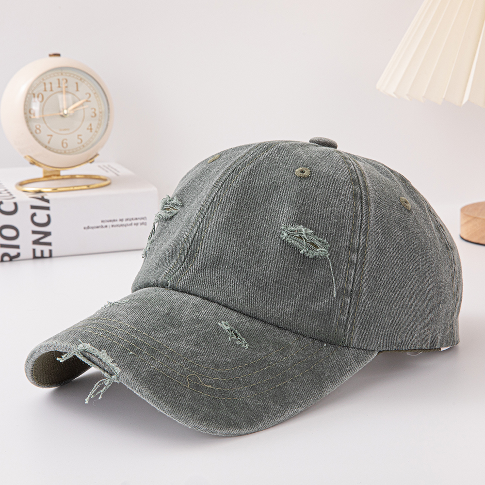 Frayed Ripped Baseball Cap Retro Solid Color Dad Hat Unisex Lightweight ...