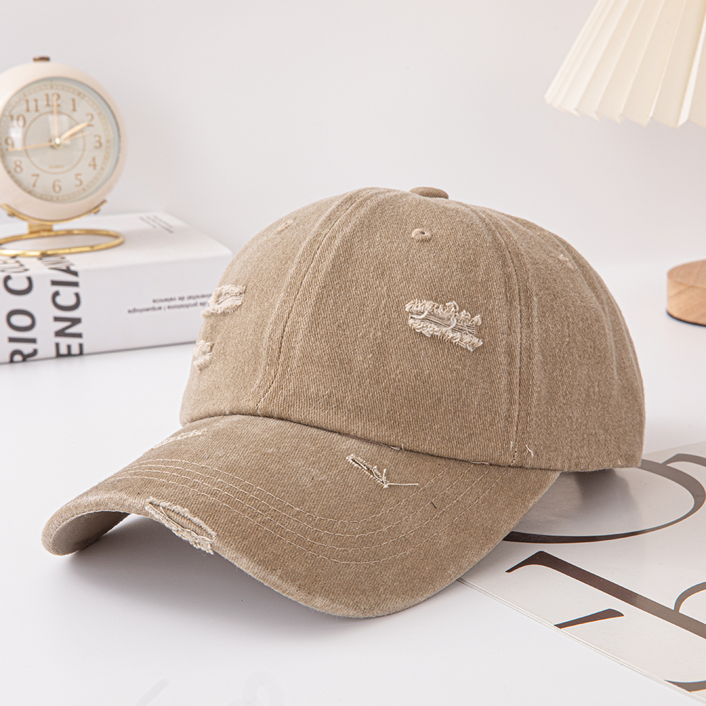 Frayed Ripped Baseball Cap Retro Solid Color Dad Hat Unisex Lightweight ...
