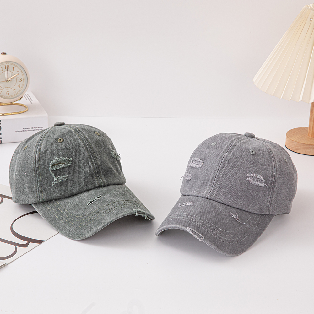 Frayed Ripped Baseball Cap Retro Solid Color Dad Hat Unisex Lightweight ...