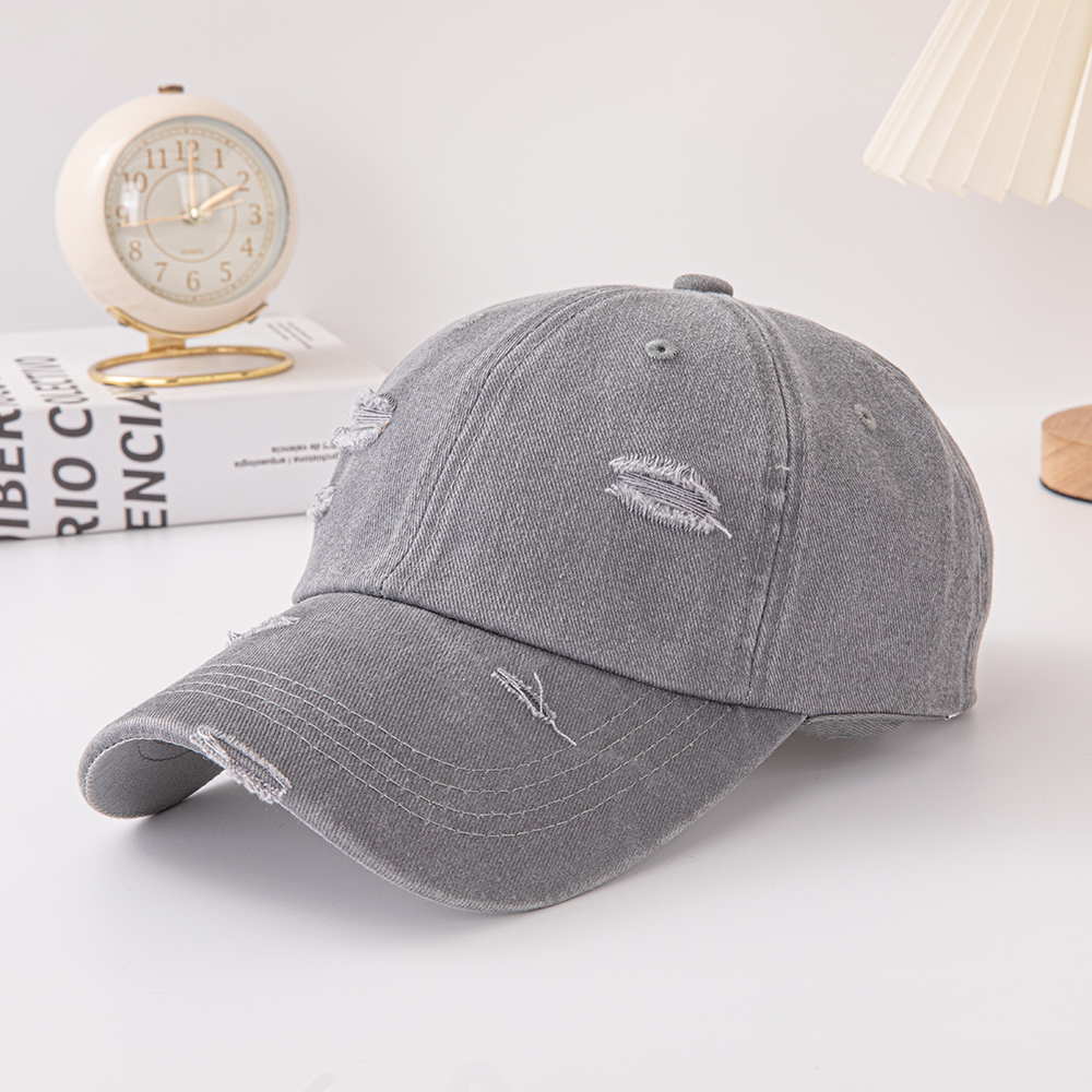 Frayed Ripped Baseball Cap Retro Solid Color Dad Hat Unisex Lightweight ...
