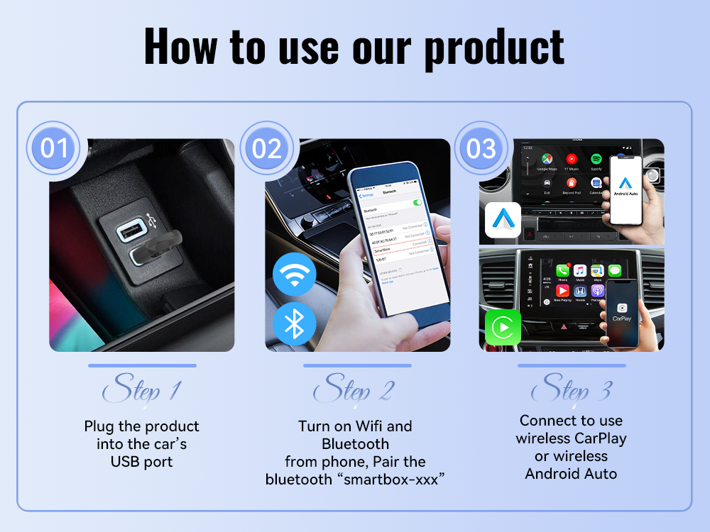 XUDA Wireless Apple CarPlay 2in1 Mini Smart Android Auto Adapter ...