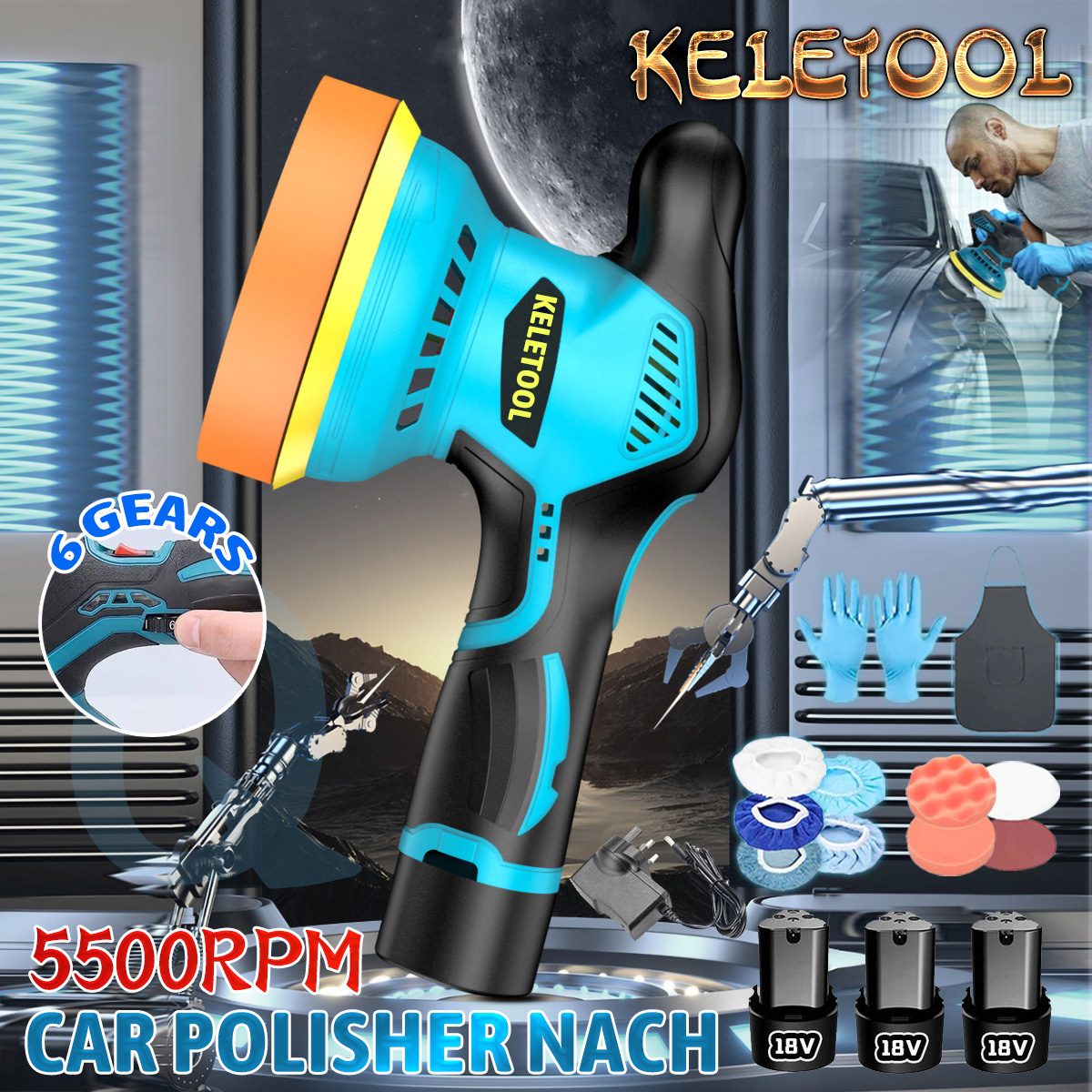 12/18V Cordless Electric Polisher Adjustment Speeds mini sander machine ...