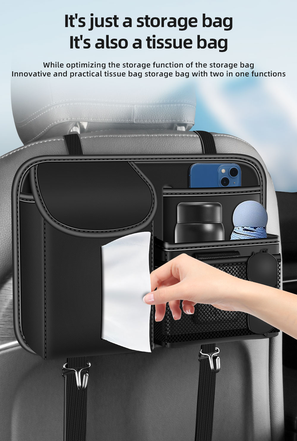 Car Backseat Organizer, High-quality Napa Texture PU Leather Car ...