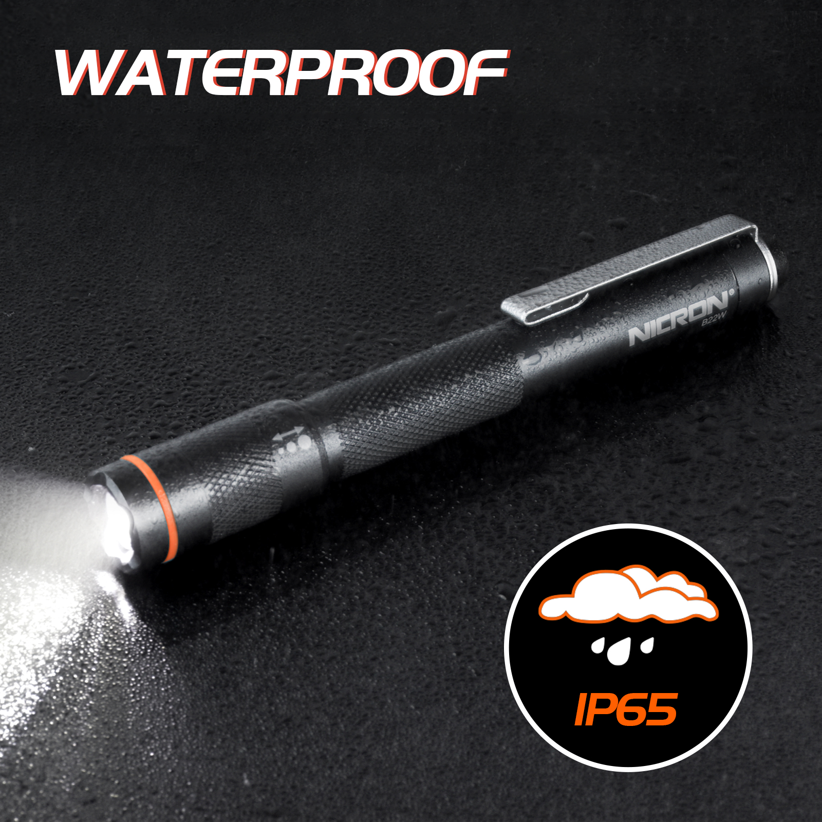 NICRON 2xAAA Color Match Pen Flashlight 120LM Beam Distance Waterproof ...