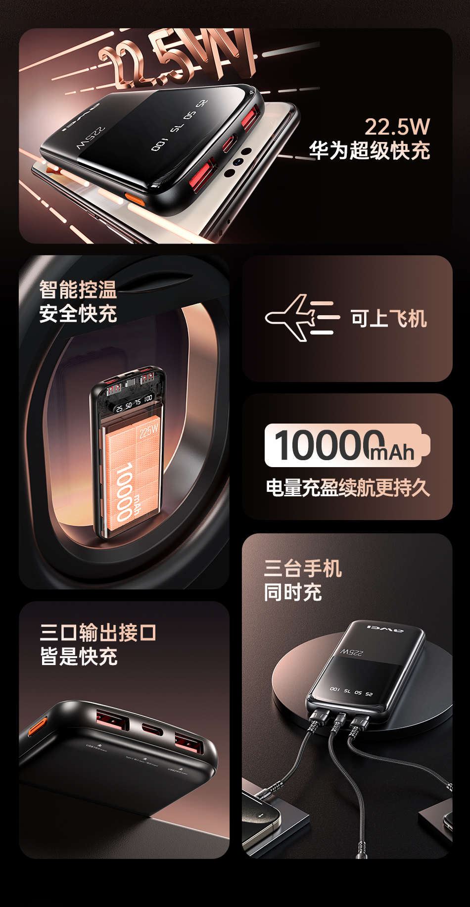 Awei P10K 10000mAh Fast Charing Powerbank Original 22.5W Power Bank ...