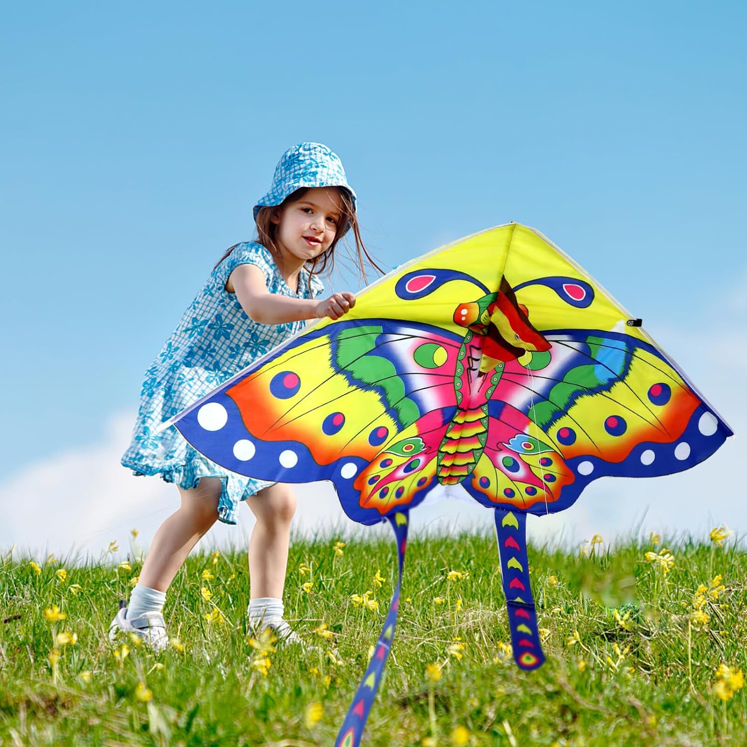 1 set of 90 cm colorful butterfly kite outdoor flying toys, 30 long ...