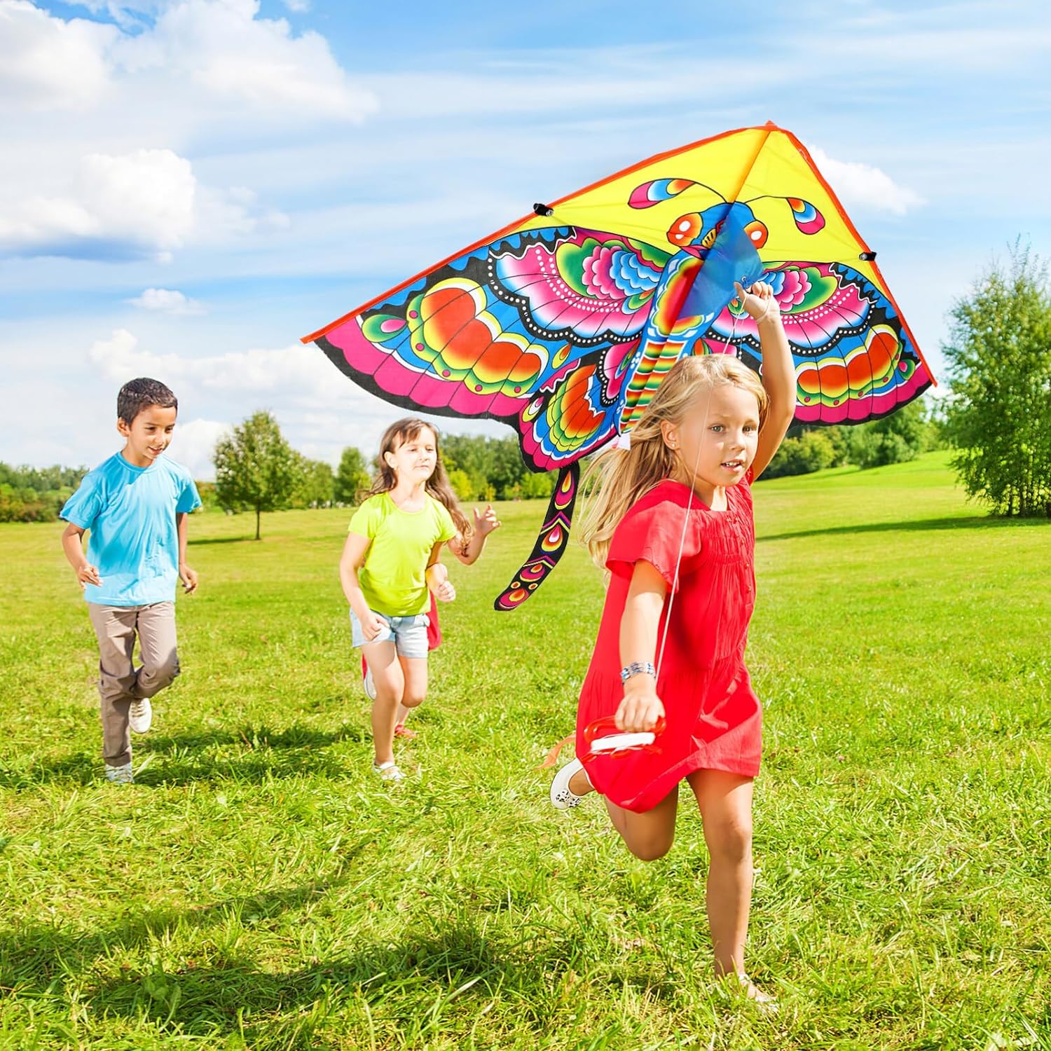 1 set of 90 cm colorful butterfly kite outdoor flying toys, 30 long ...