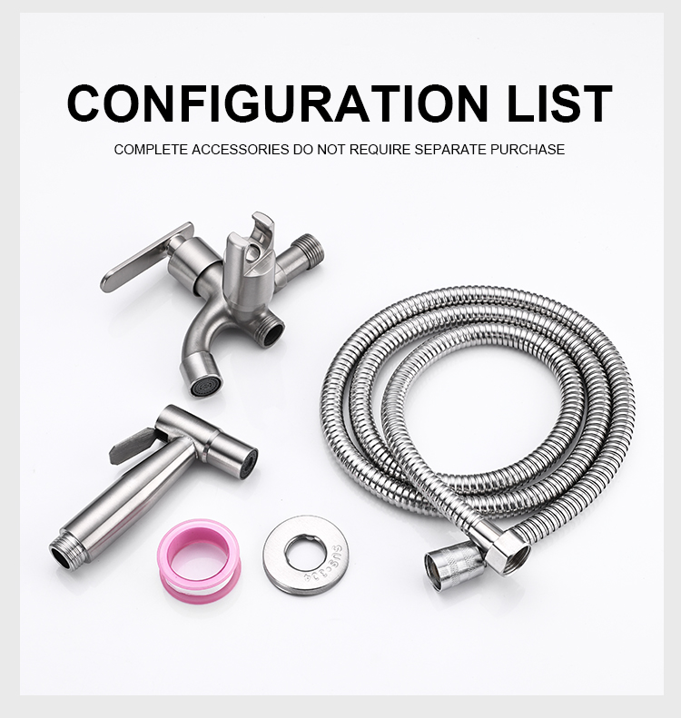 Bidet spray set Stainless steel hand bidet two way tap bathroom faucet ...