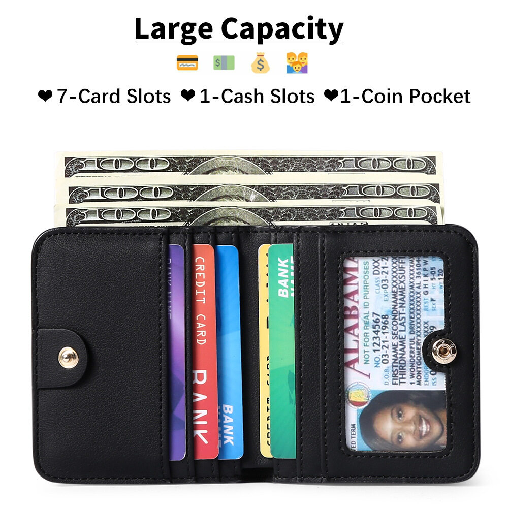 Wallet for Women RFID Blocking Small Compact Bifold PU Leather Pocket ...