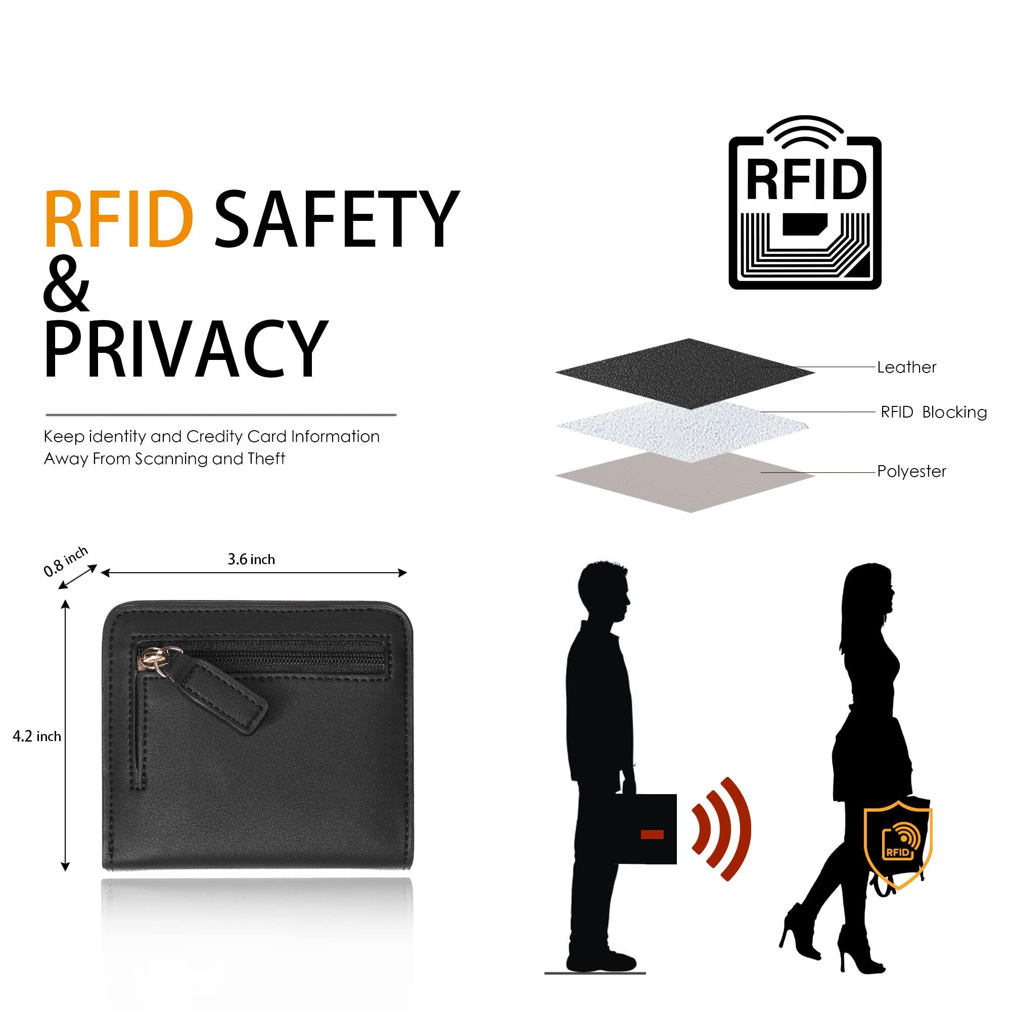Wallet for Women RFID Blocking Small Compact Bifold PU Leather Pocket ...