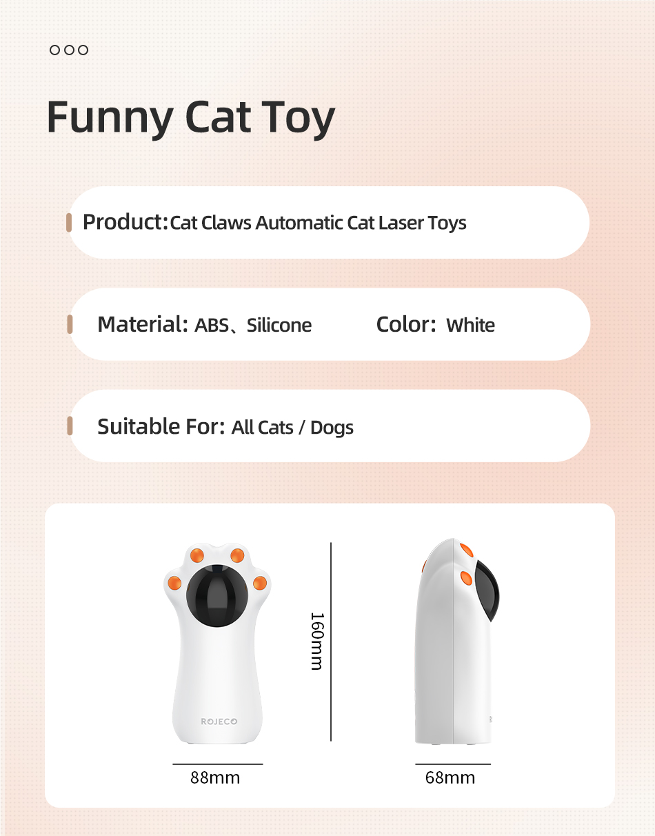 ROJECO Automatic Cat Toys Intelligent Interactive Cat Claws laser ...