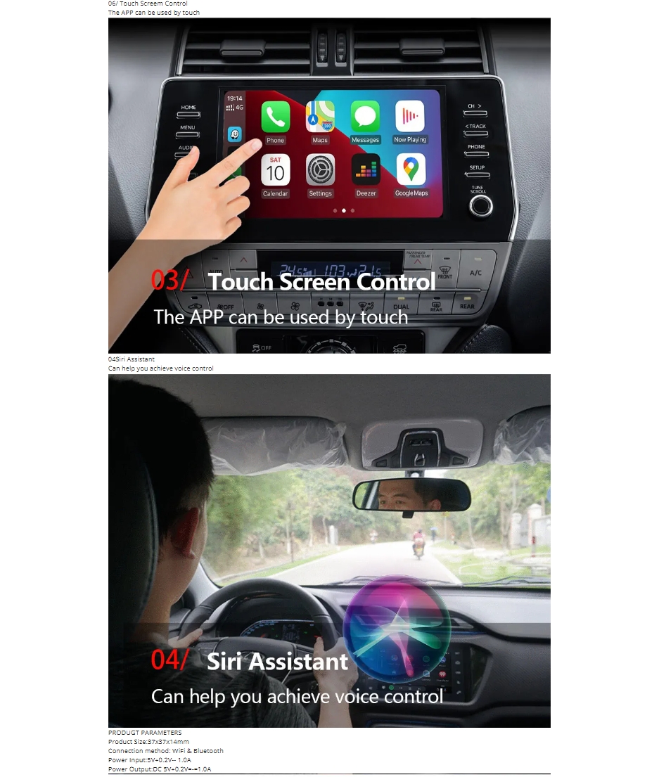 XUDA 2024 New USB&Type C Wireless CarPlay 2 in 1 Dongle Wired Android ...