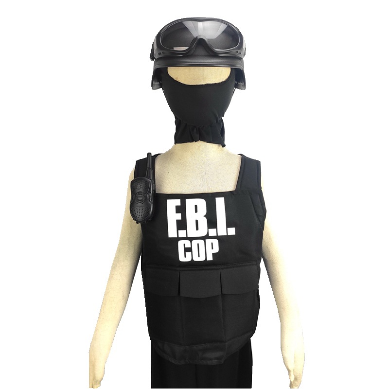 NEW Halloween Kids Costume Cosplay FBI Agent Bulletproof Vest Outfits 5 ...