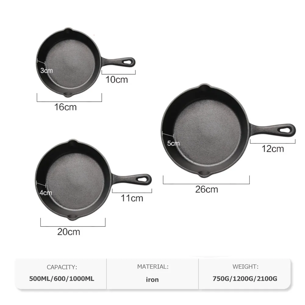 【Malaysia Spot Sale】Premium Pre-Seasoned Pure Cast Iron Skillet Round ...
