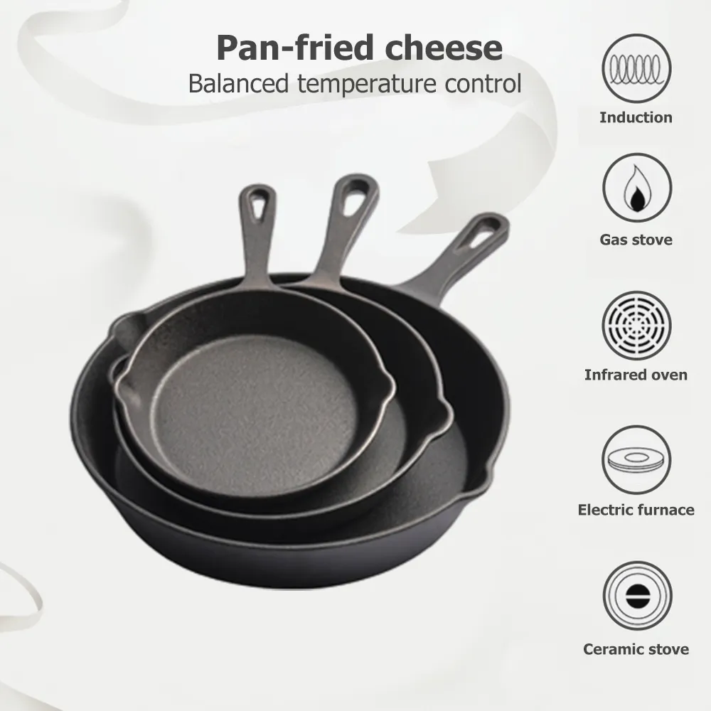 【Malaysia Spot Sale】Premium Pre-Seasoned Pure Cast Iron Skillet Round ...