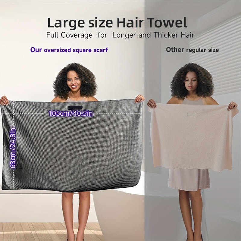 1pc large microfiber women's hair towel, super moisture wicks, long and ...