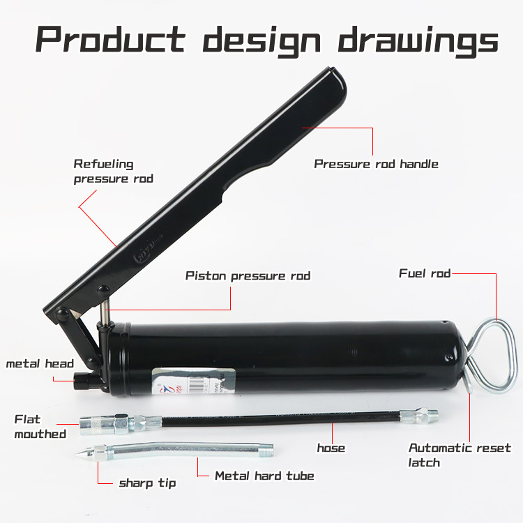 Steel-body hand grease gun hand-operated pistol type grip grease gun ...
