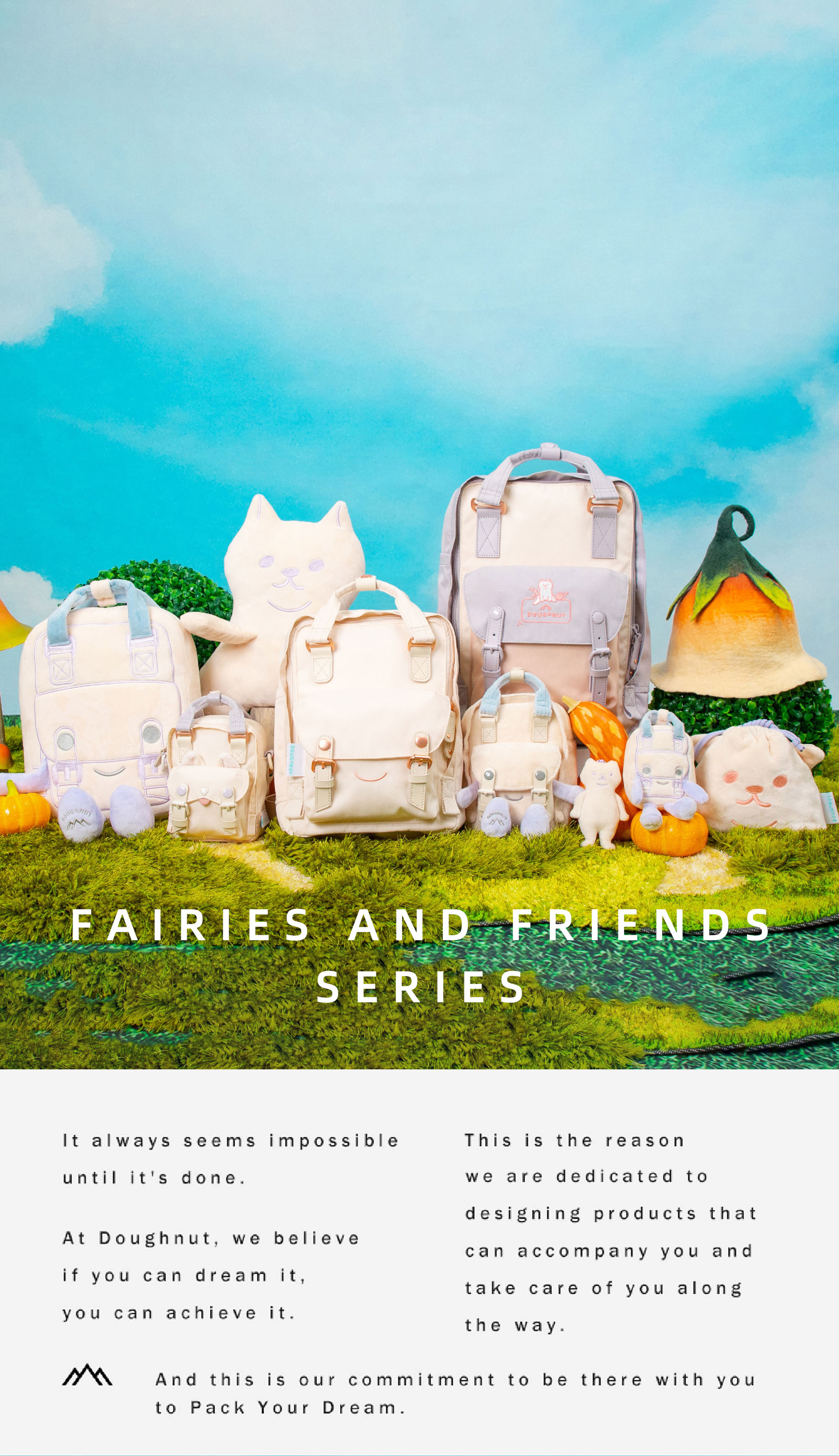 Doughnut Fairies and Friends Series Ladies Lightweight Casual Backpack/Crossbody Bag (1L/1.2L/2 ...