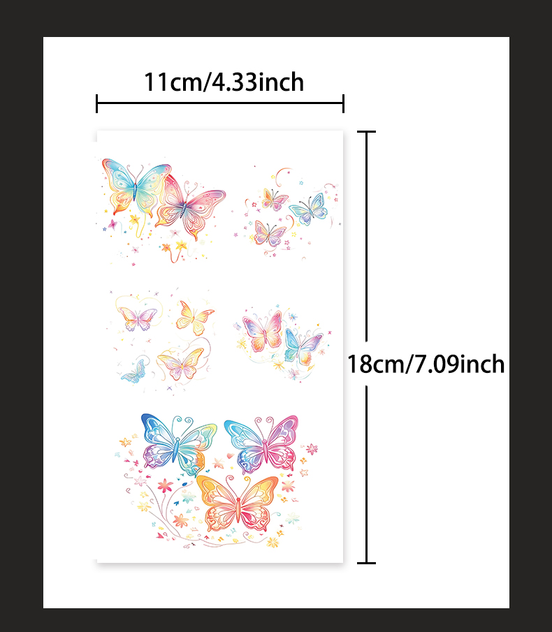 Colorful Gradient Butterfly Face Stickers Shoulder Long-Lasting Tattoo ...