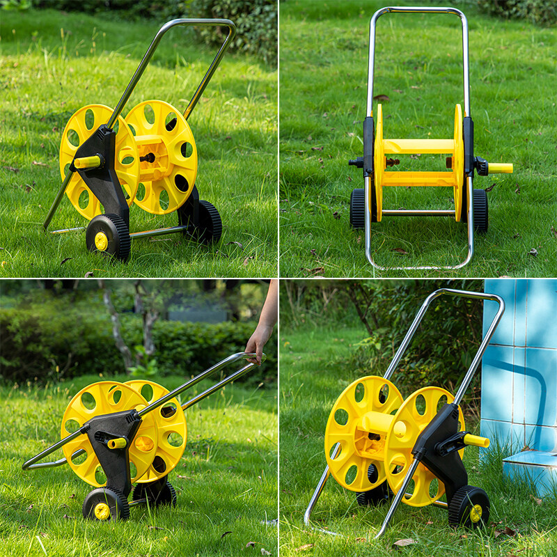 10-50M Heavy Duty Hose Reel Set Trolley type Water Pipe Holder ...