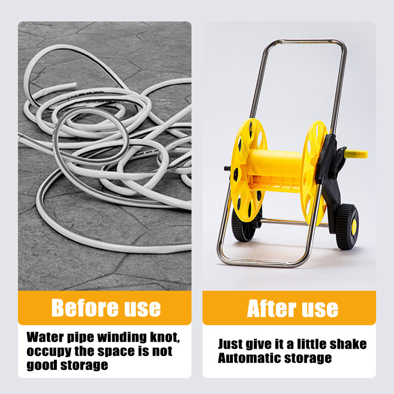 10-50M Heavy Duty Hose Reel Set Trolley type Water Pipe Holder ...