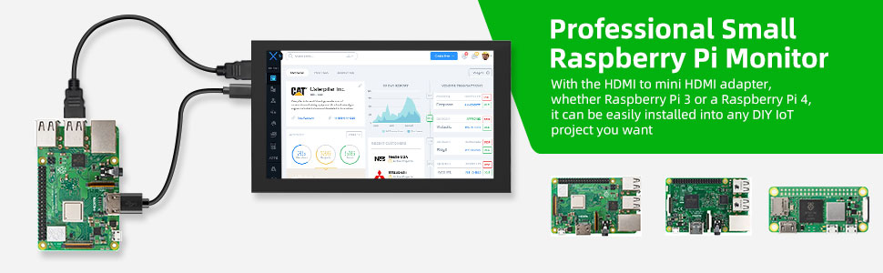 APROTII RasPi Screen, 7 inch 1024x600 IPS Portable Monitor, 5-Points Capacitive Touchscreen ...