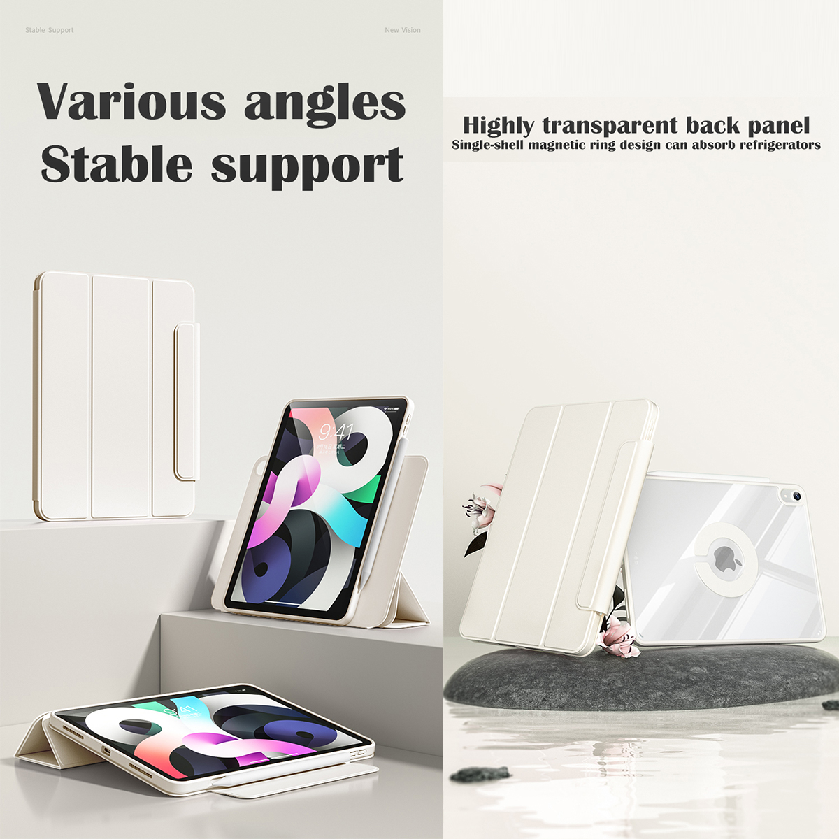 KENKE ipad case 2-in-1 detachable tablet bag Acrylic HD Transparent ...