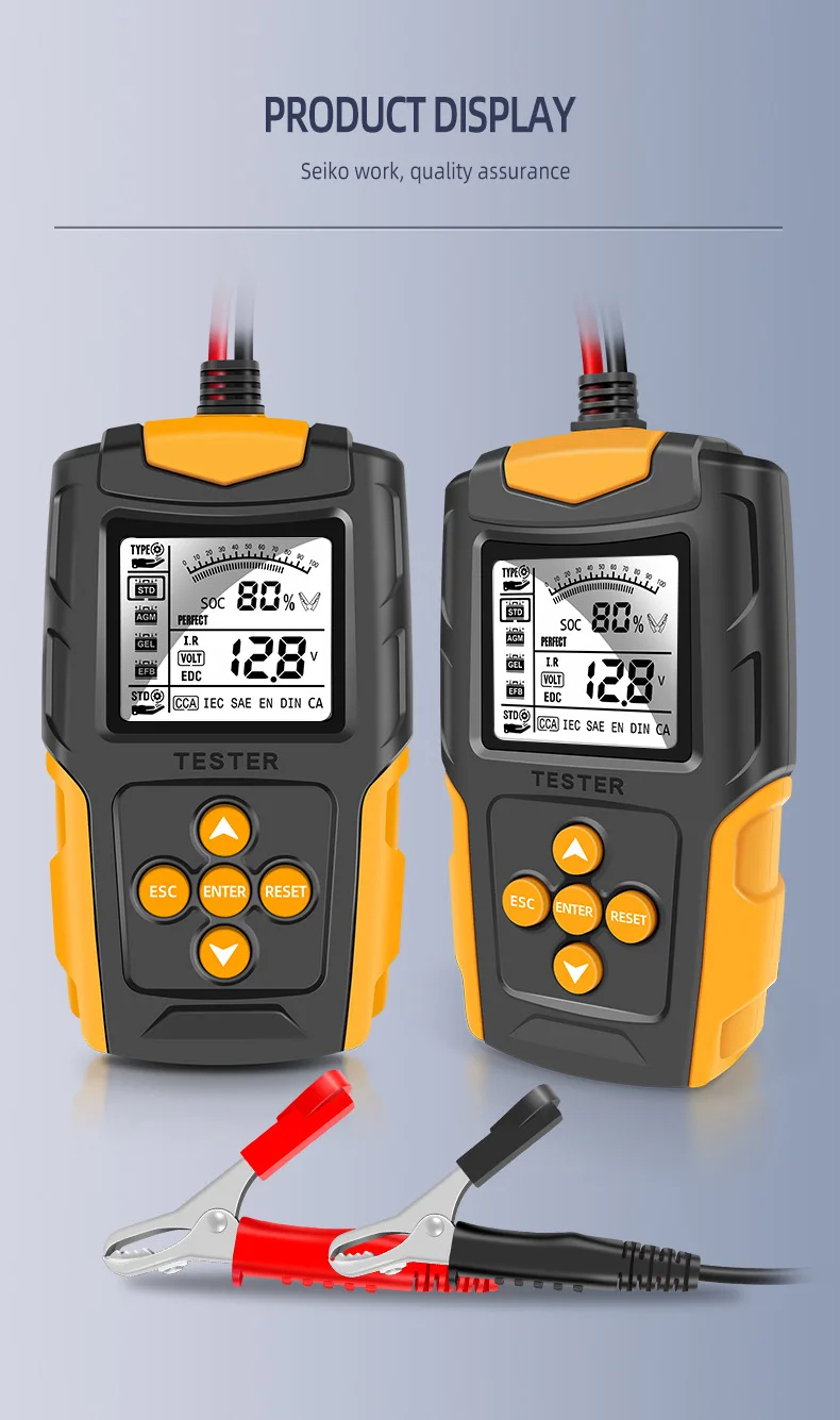 Universal 12V 24V Car Battery Tester LCD Vehicle Cranking Charging ...