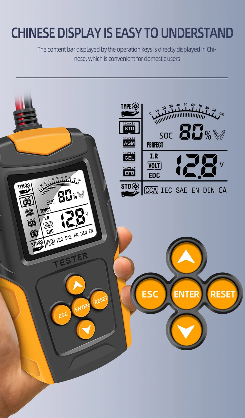 Universal 12V 24V Car Battery Tester LCD Vehicle Cranking Charging ...