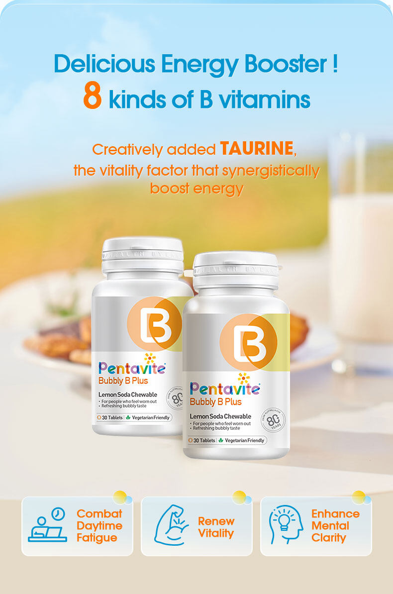 Pentavite BUBBLY B PLUS x2 + VITAMIN C x2 (Bundle set TOTAL 4 BOTTLES ...