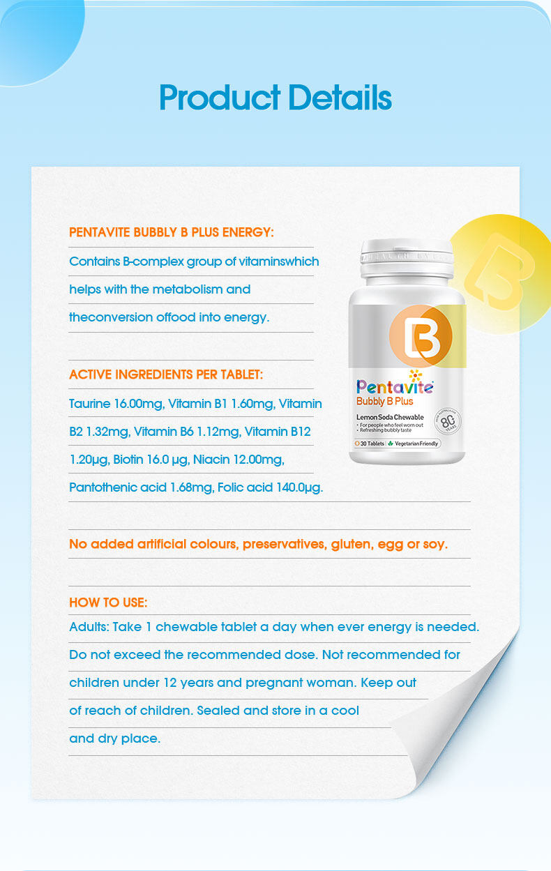 Pentavite Vitamin 3 bottles Set (Bubbly B+Vitamin C+ Calcium+D Plus ...