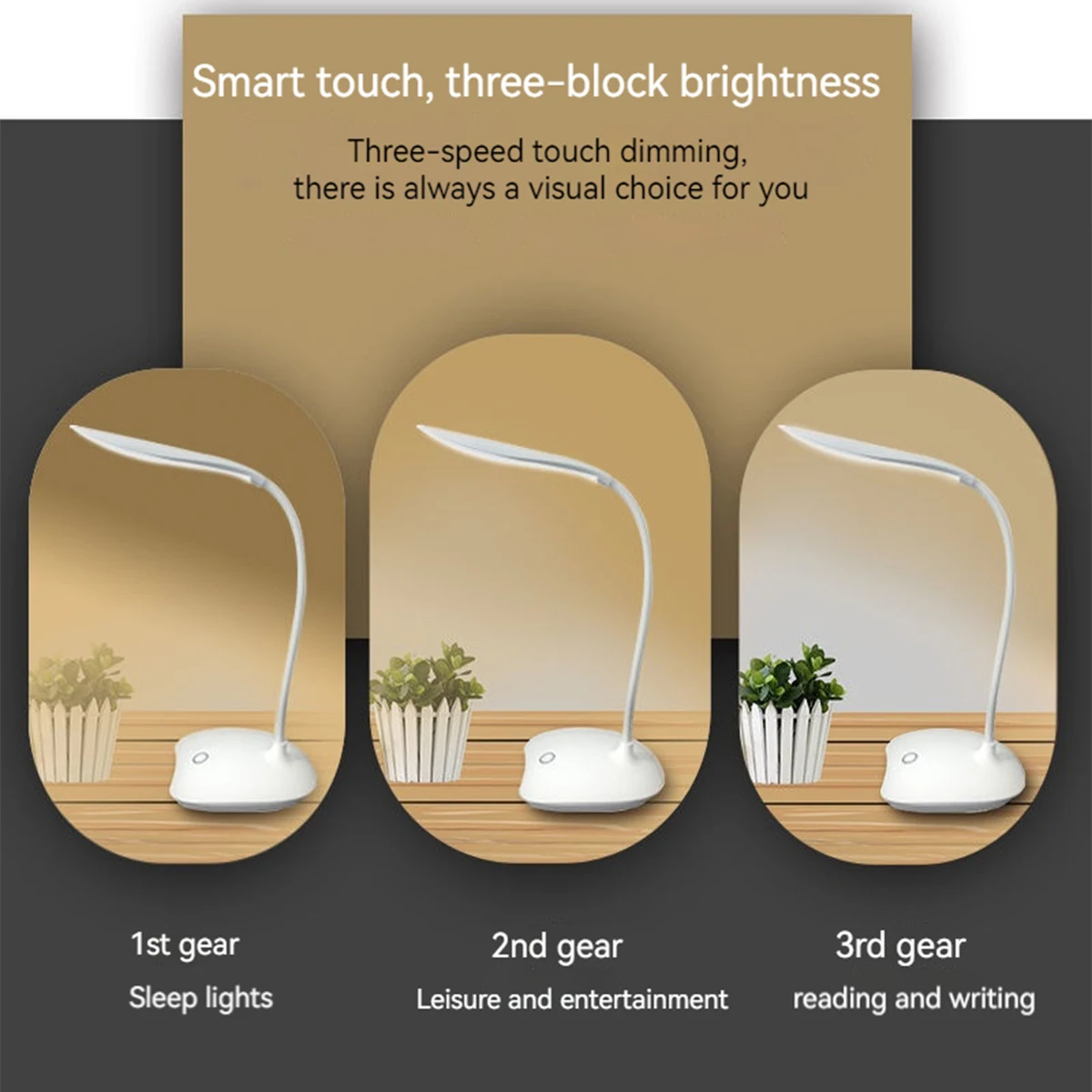 Led Desk Lamp Night Light Study Eye Protection Lamp USB Rechargeable 3 ...