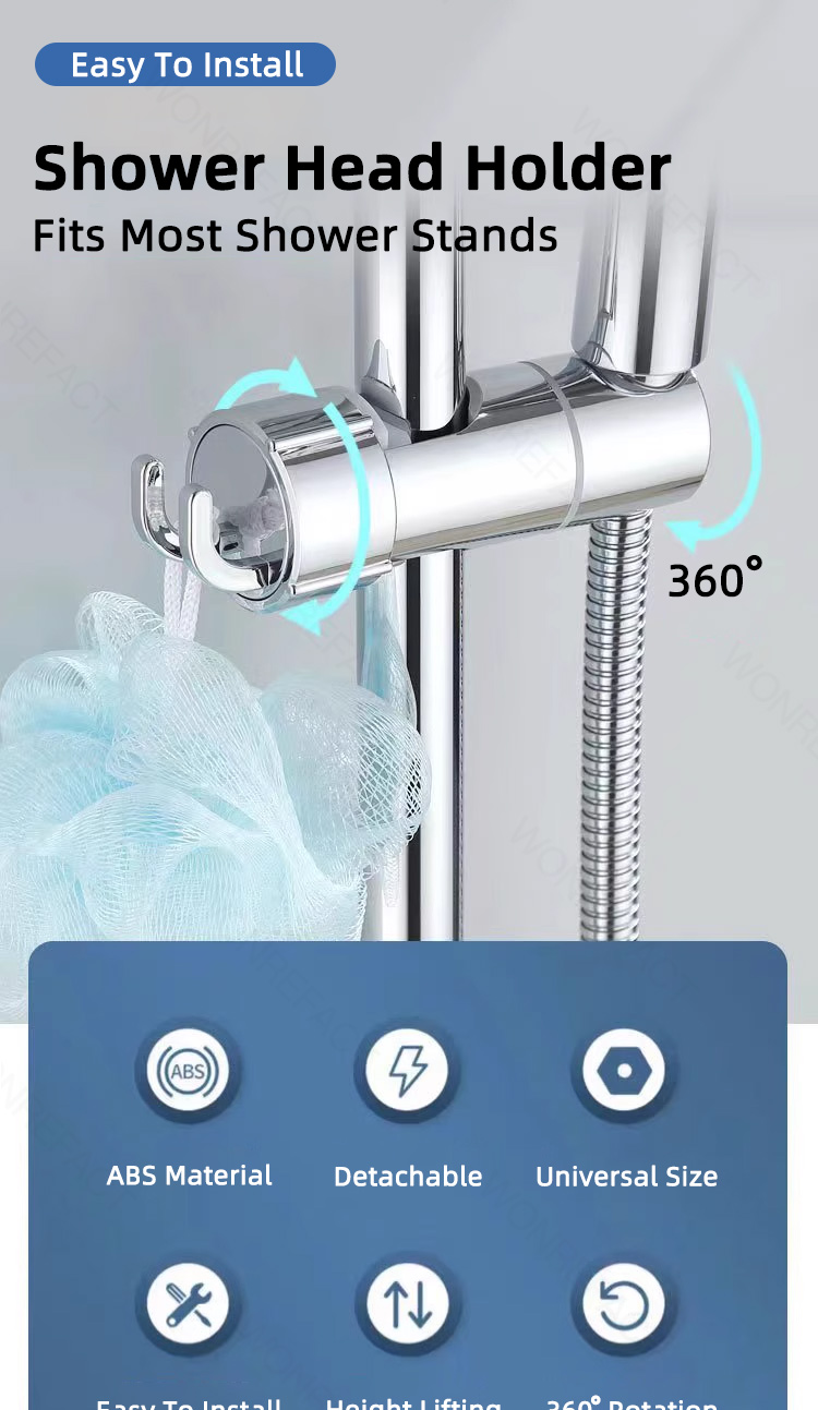 Shower Stand Hand Shower Head Adjustable Slide Rod Stand Wall Mounted ...