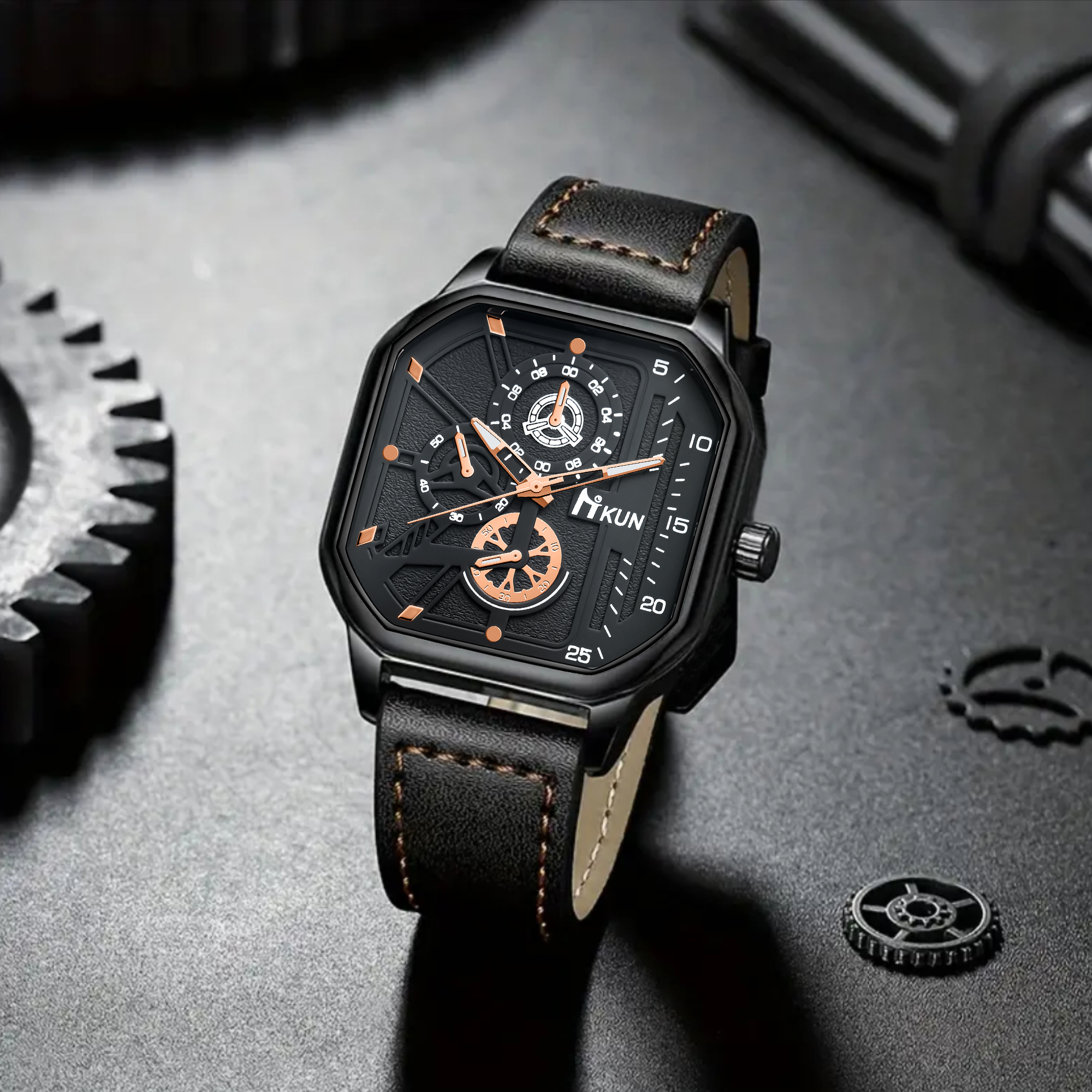 A Men's 5-Piece Set Classic All-Match Watch-Quartz Movement, Keychain ...