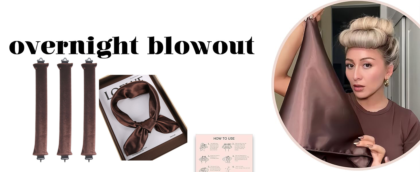 Heatless Curling Rods with Hair Head Wrap Overnight Blowout Curls Rods ...