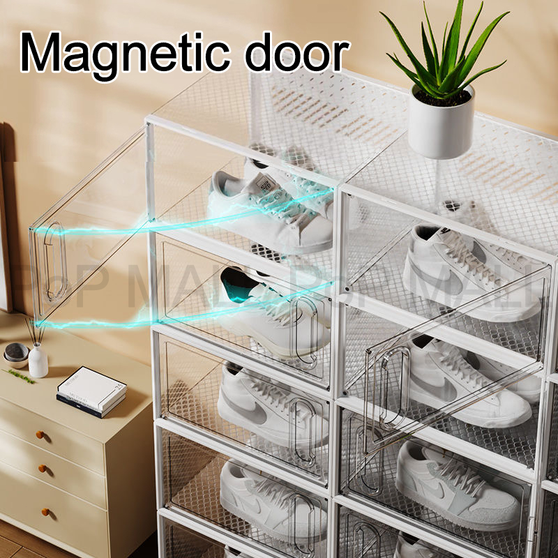 POP Shoe Box Foldable Stackable Shoe Cabinet Storage Full Transparent ...